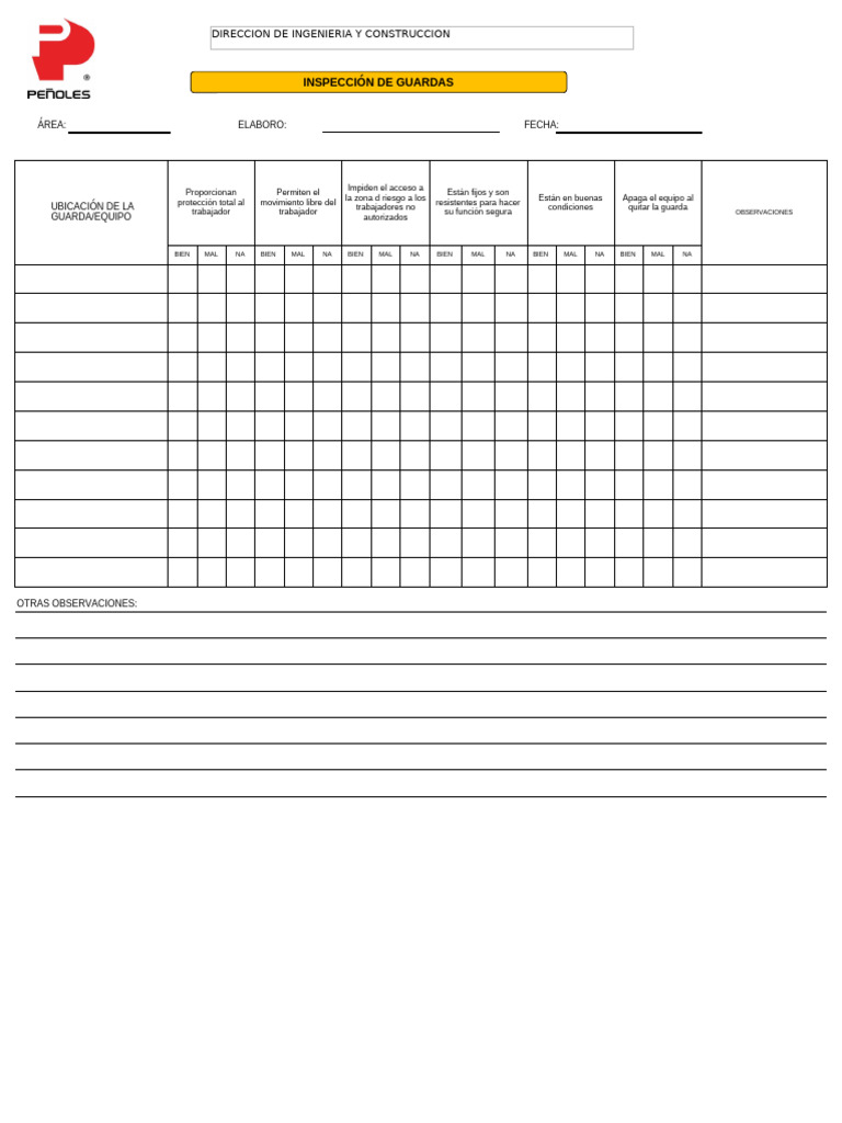 Inspeccion de Guardas | PDF