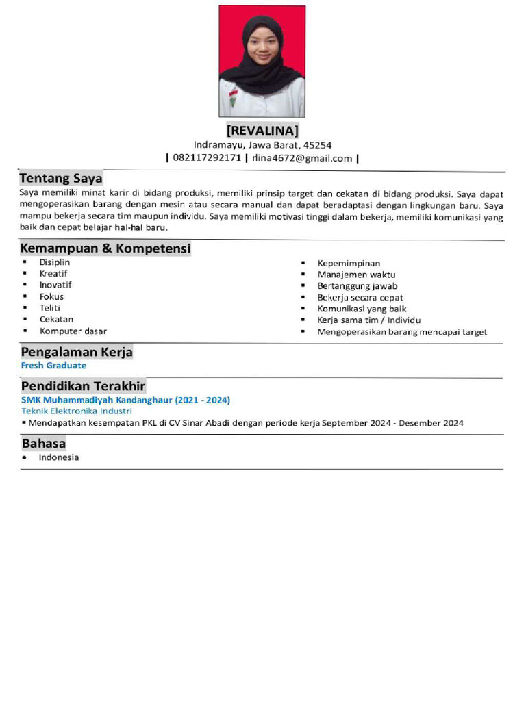 CV Dan Berkas Lamaran Revalinapdf - Compressed-Dikompresi | PDF