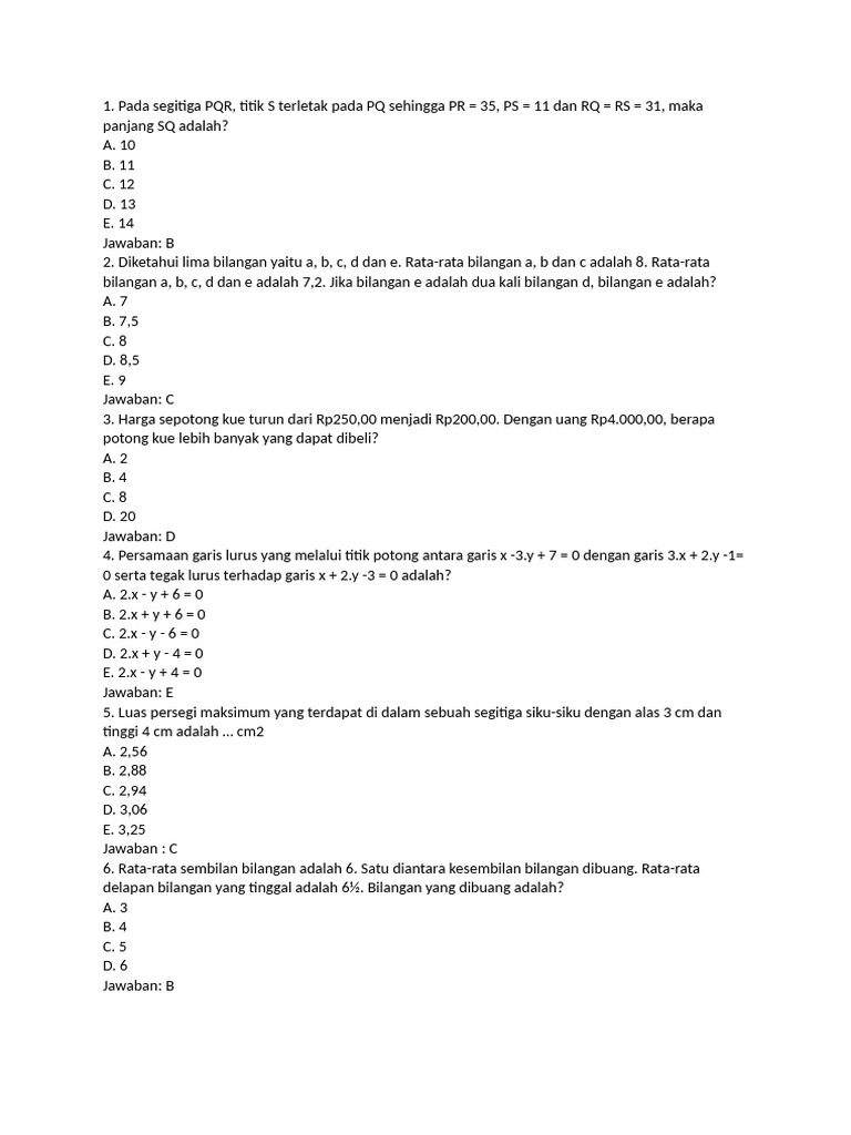 Soal Olimpiade Matematika SMP | PDF