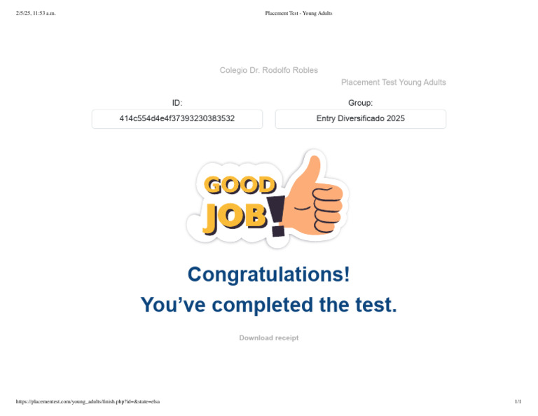 Young Adults Placement Test Results | PDF