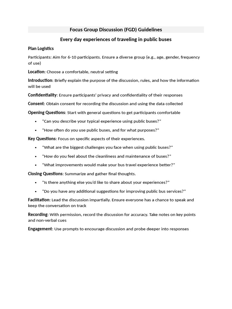 FGD Guidelines | PDF