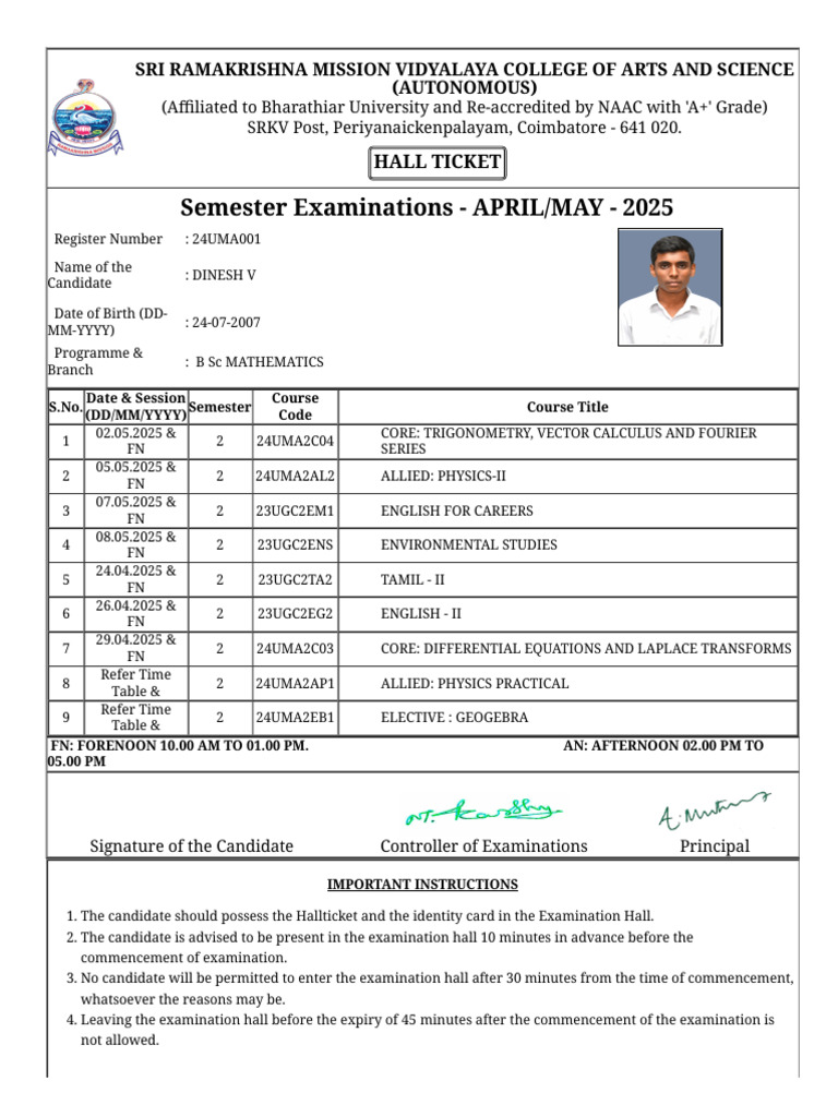 SRMVCAS - Controller of Examination | PDF | Mathematics | Mathematical ...