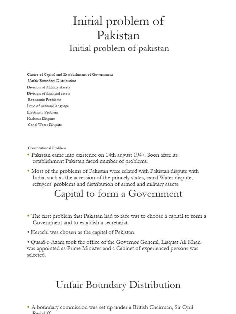 Initial Problem of Pakistan | PDF | Pakistan | Kashmir