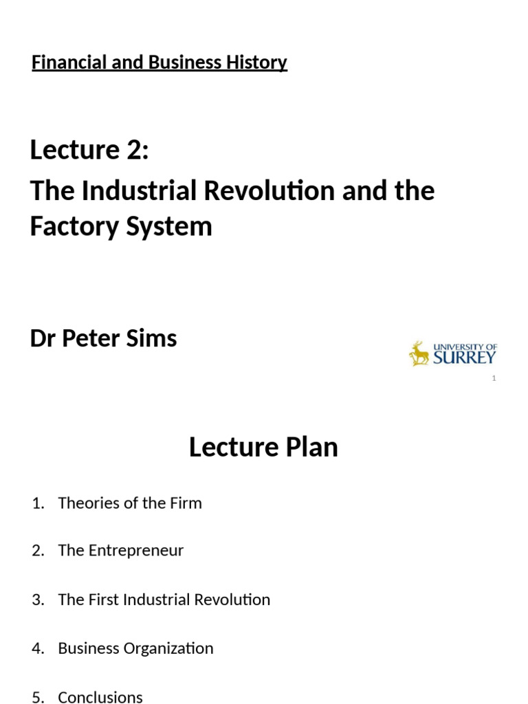 Lecture 2 - IR and The Factory System | PDF | Industrial Revolution ...