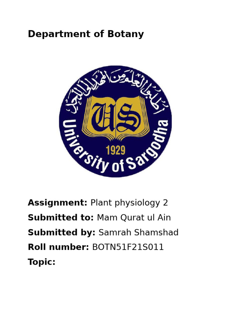 Plant Physiology 2 Assignment | PDF | Cell Biology | Biology