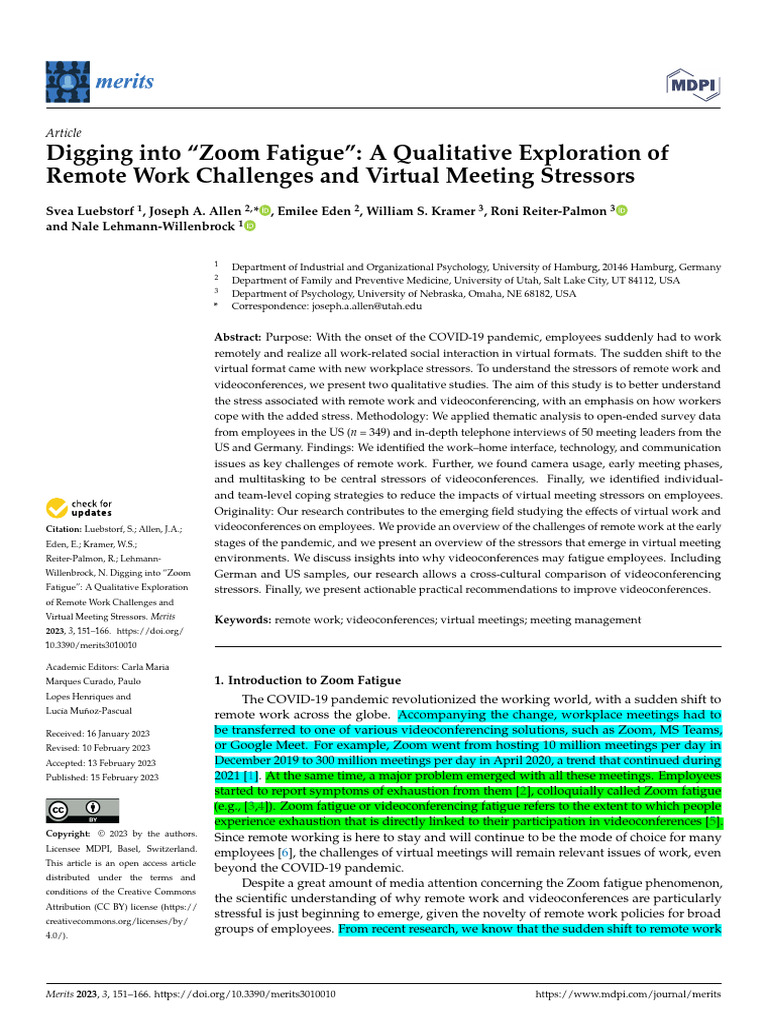 Virtual Communication Fatigue | PDF | Videotelephony | Qualitative Research