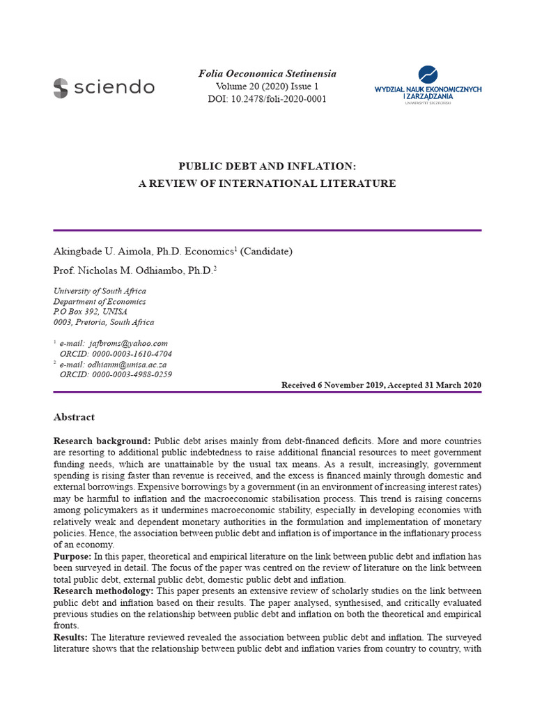 Public Debt and Inflation | PDF | Inflation | Fiscal Policy