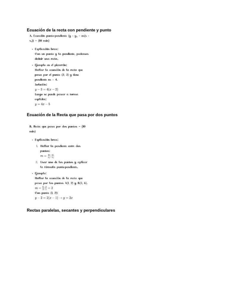 Ecuación de La Recta Con Pendiente y Punto | PDF
