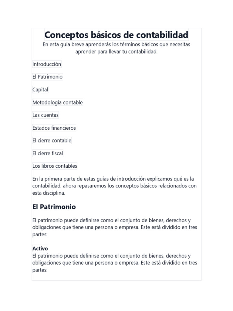 Conceptos Básicos de Contabilidad | PDF | Contabilidad | Estado financiero