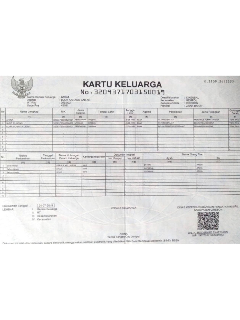 Kartu Keluarga | PDF