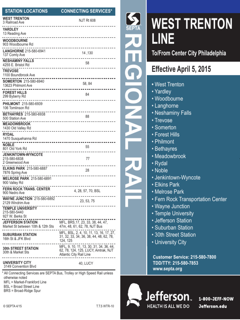West Trenton Line Schedule PDF | PDF | Septa | Rail Transport