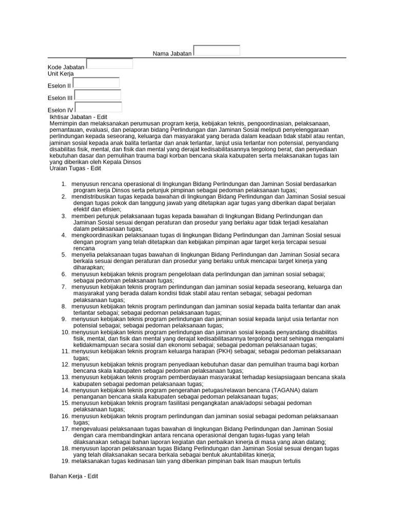 Anjab Kabida Kasi Contoh | PDF