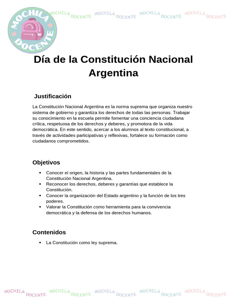 Día de La Constitución Nacional | PDF | Constitución | Democracia