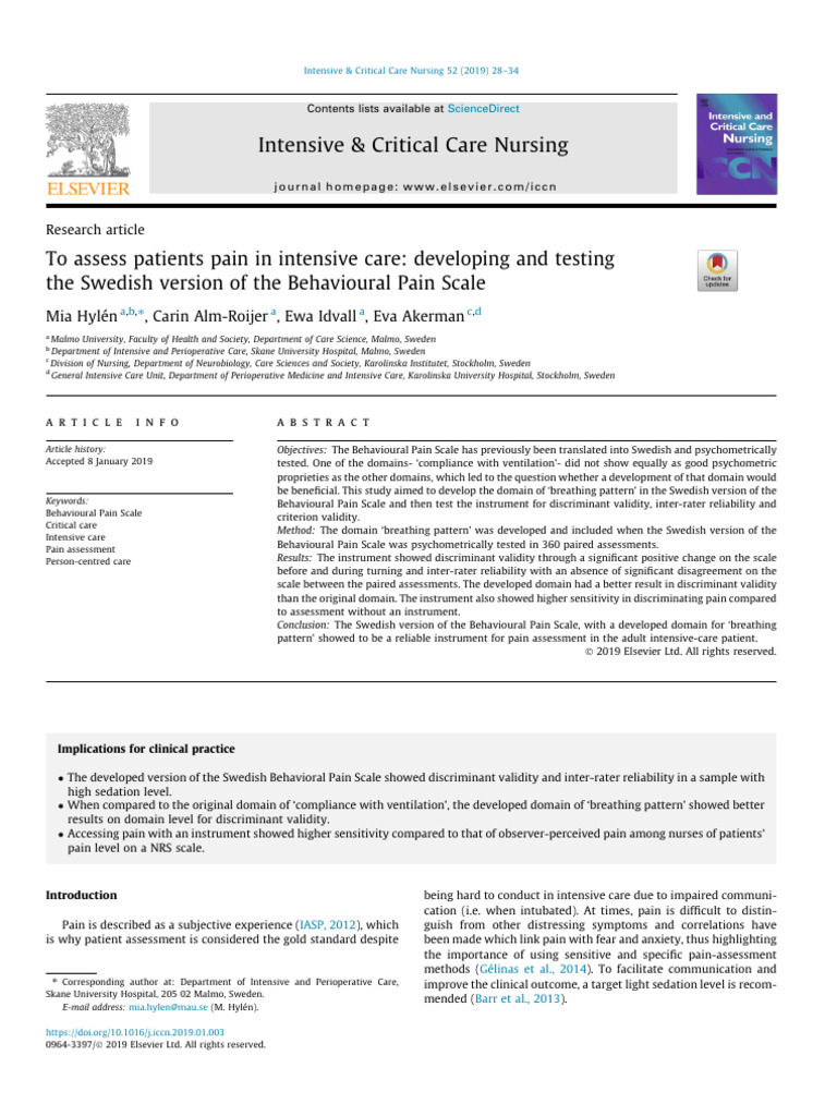 To Assess Patients Pain in ICU.. | PDF | Intensive Care Medicine ...