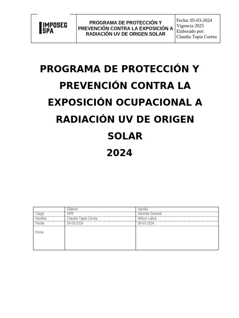 Programa de Radiacion 2024 | PDF | Ultravioleta | Fenomeno fisico