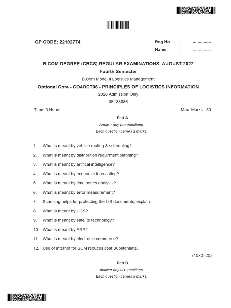 Principles For Logistics Information | PDF | Business