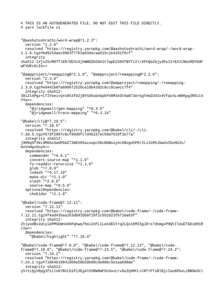 Yarn Lock | PDF | Computing | Software Engineering