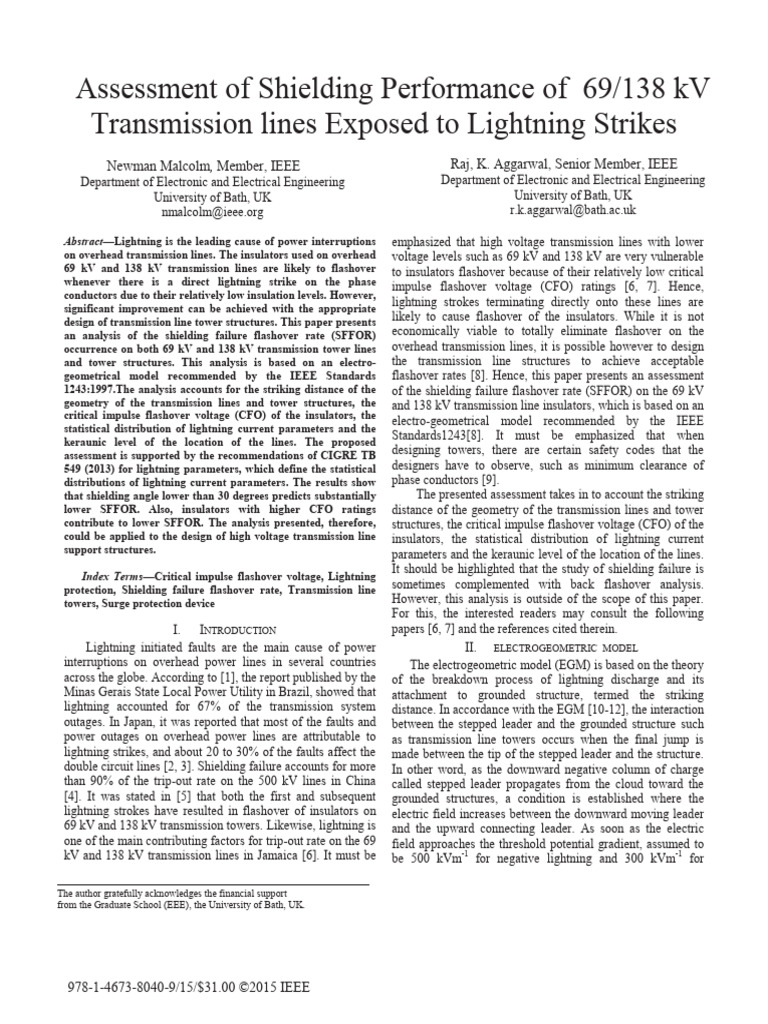 Assessment of Shielding Performance of 69 138 KV Transmission Lines ...