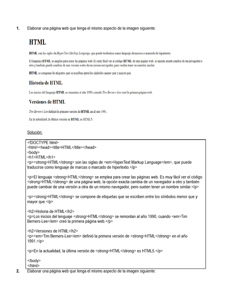 Ejercicios HTML y CSS - Solucionado | PDF | HTML | Red mundial