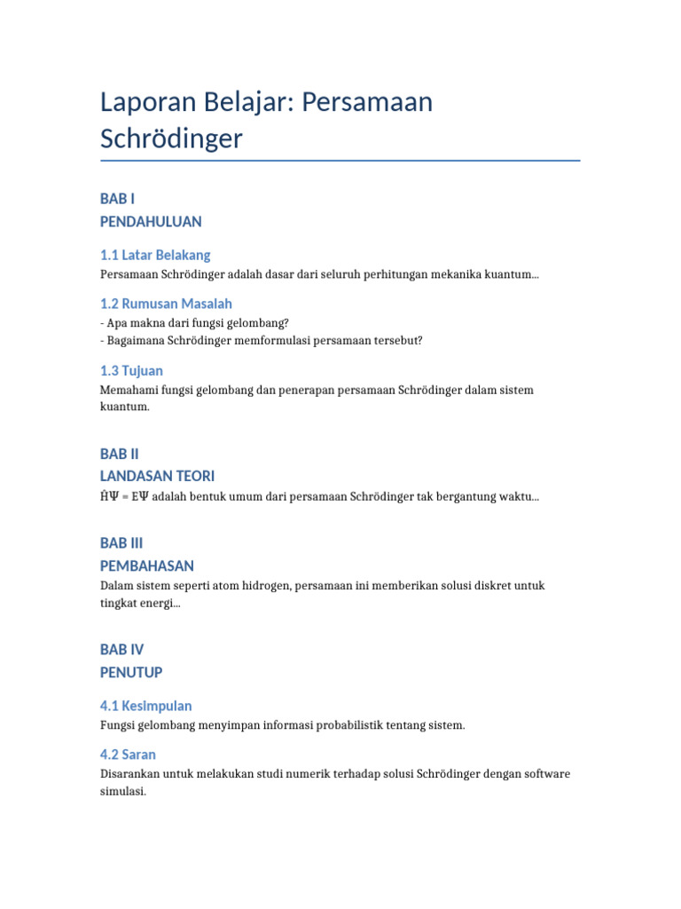 Laporan Schrodinger | PDF