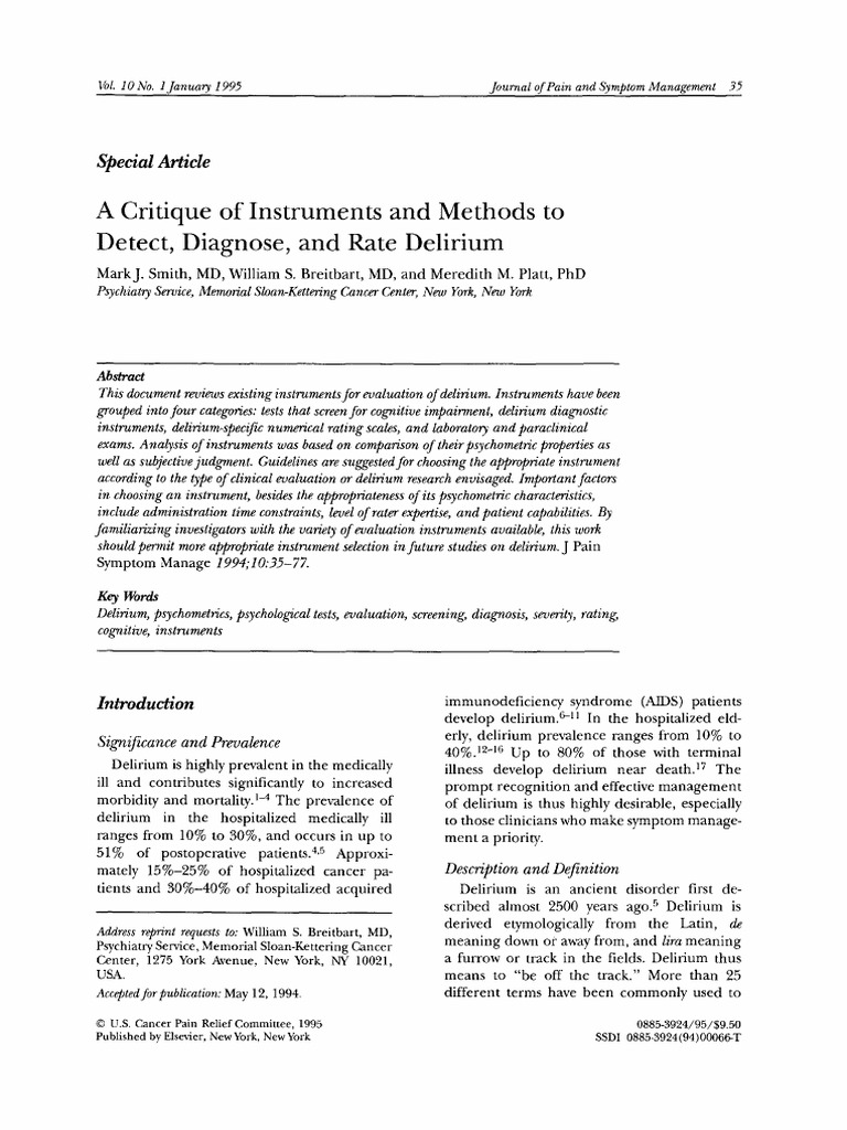 A Critique of Instruments and Methods To Detect, Diagnose, and Rate ...