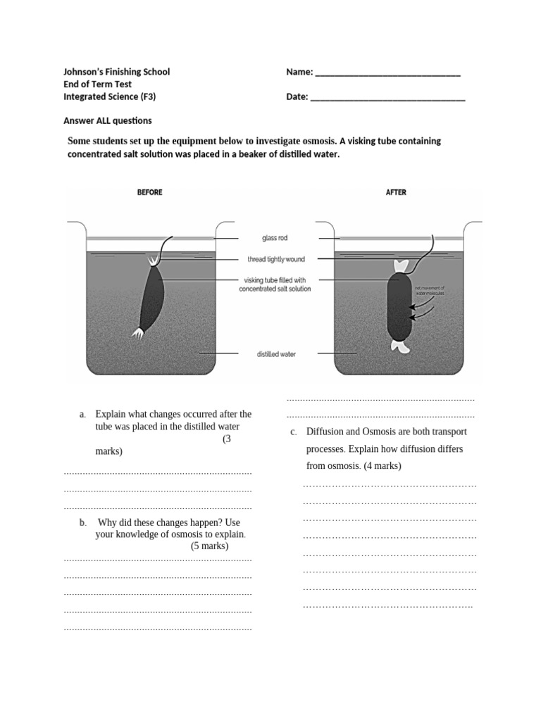 EOT F3 Int. Sci June 2024 | PDF | Osmosis | Cell (Biology)