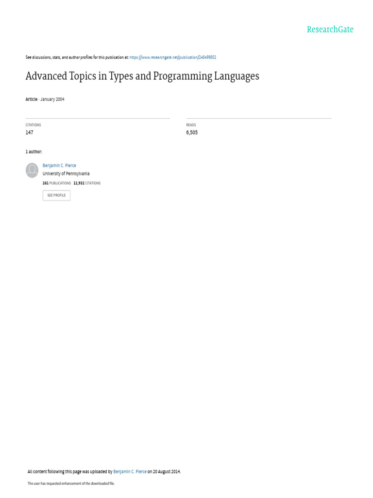 Advanced-Topics-in-Types-and-Programming-Languages | PDF | Boolean Data Type | Logic