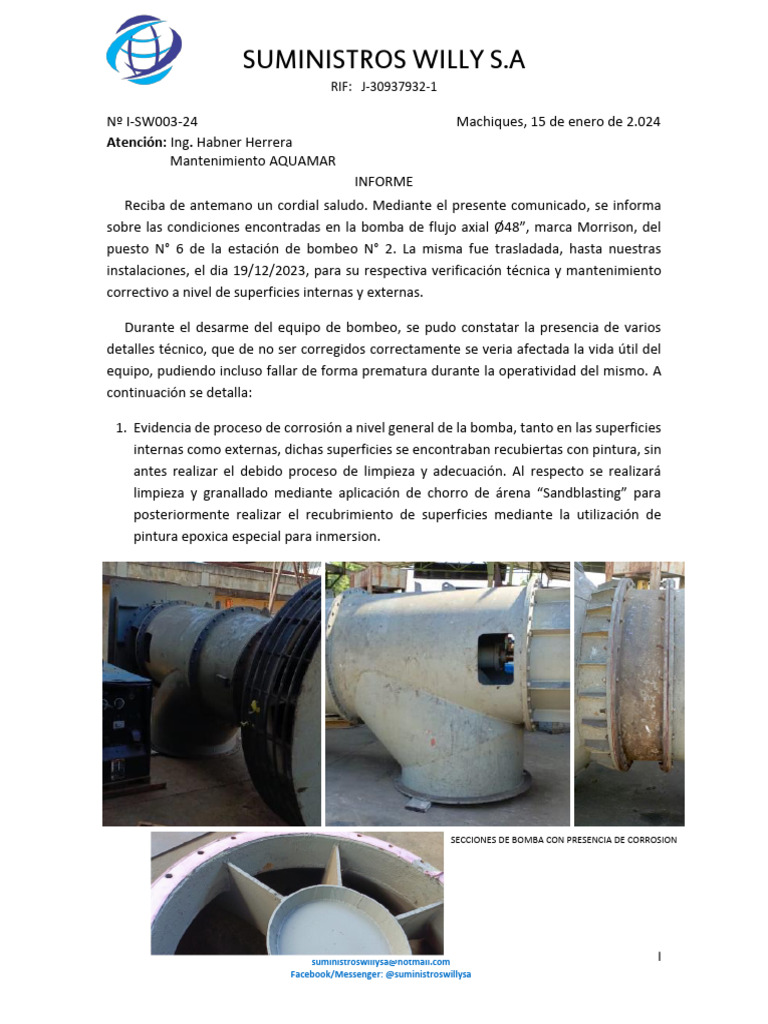 I-SW003-24 Informe Sobre Reparacion de Bomba Axial Morrison 48 Pulg ...