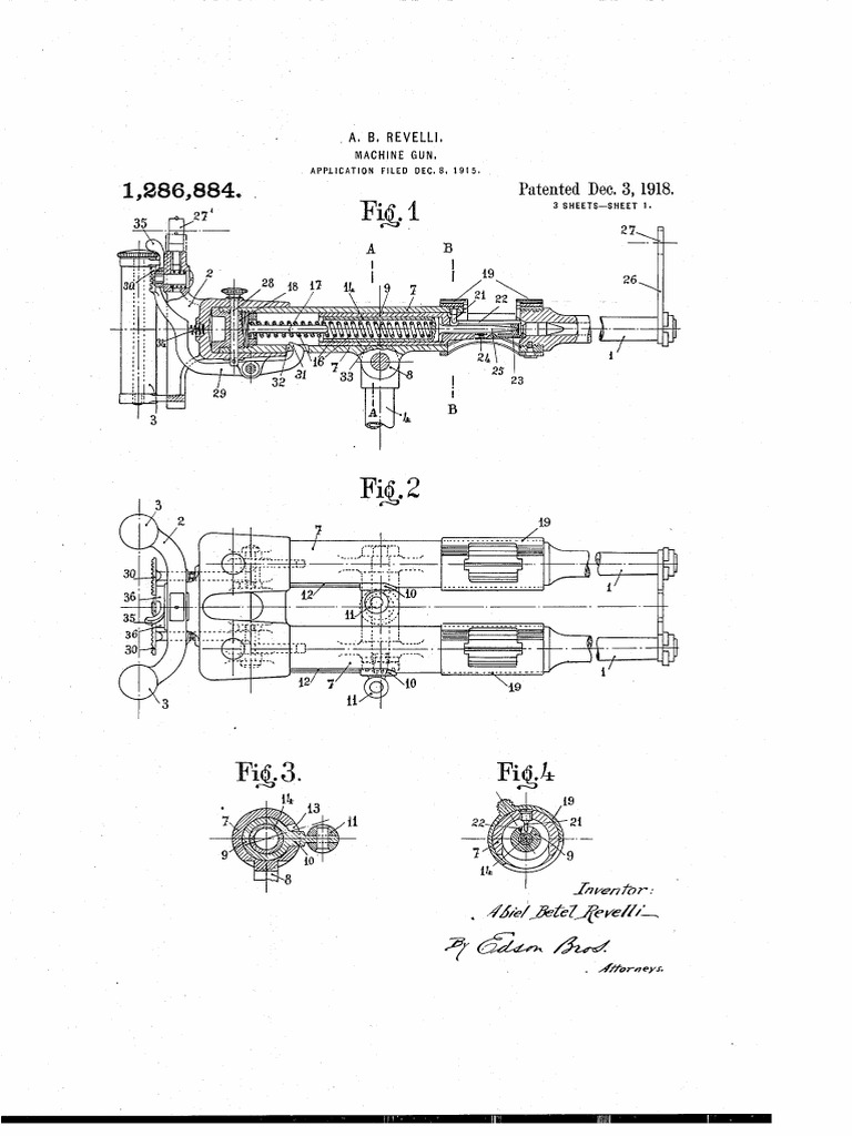 Villar Perosa Machine Gun Patent | PDF | Cartridge (Firearms) | Firearms