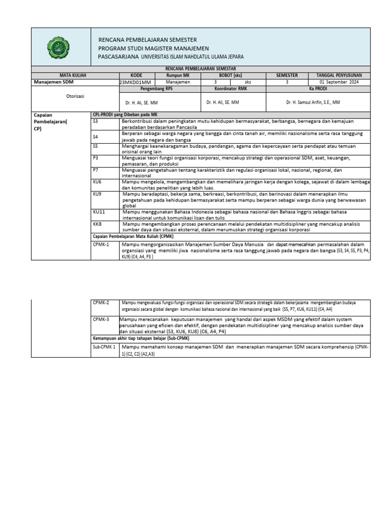 RPS - MSDM - Gasal - 2024-2025 | PDF