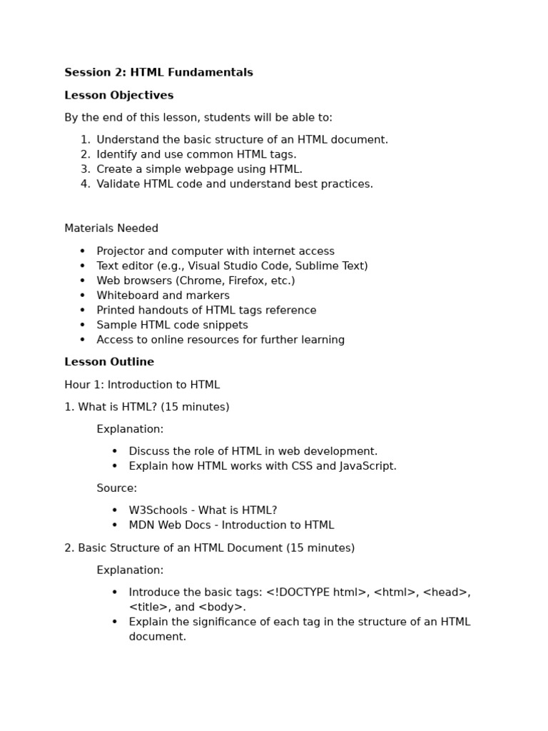 20240810 - WebDev1 - Session 2 | PDF | Html Element | Html