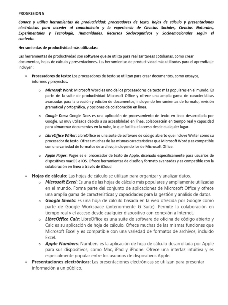 PROGRESION 5 | PDF | Procesador de textos | Microsoft