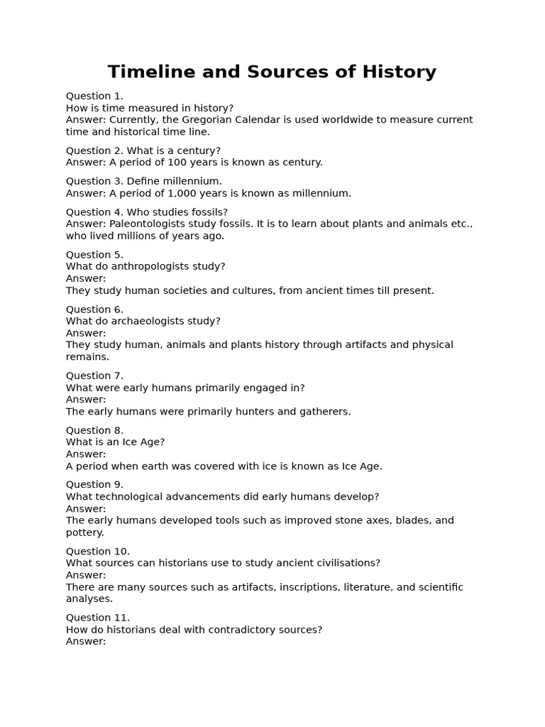 Timeline Sources of History Q - A | PDF | Anno Domini | Common Era