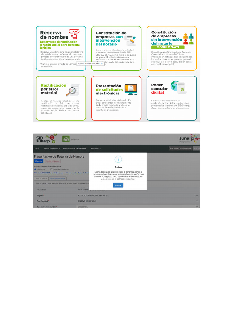 Reserva de Nombre Sunarp | PDF