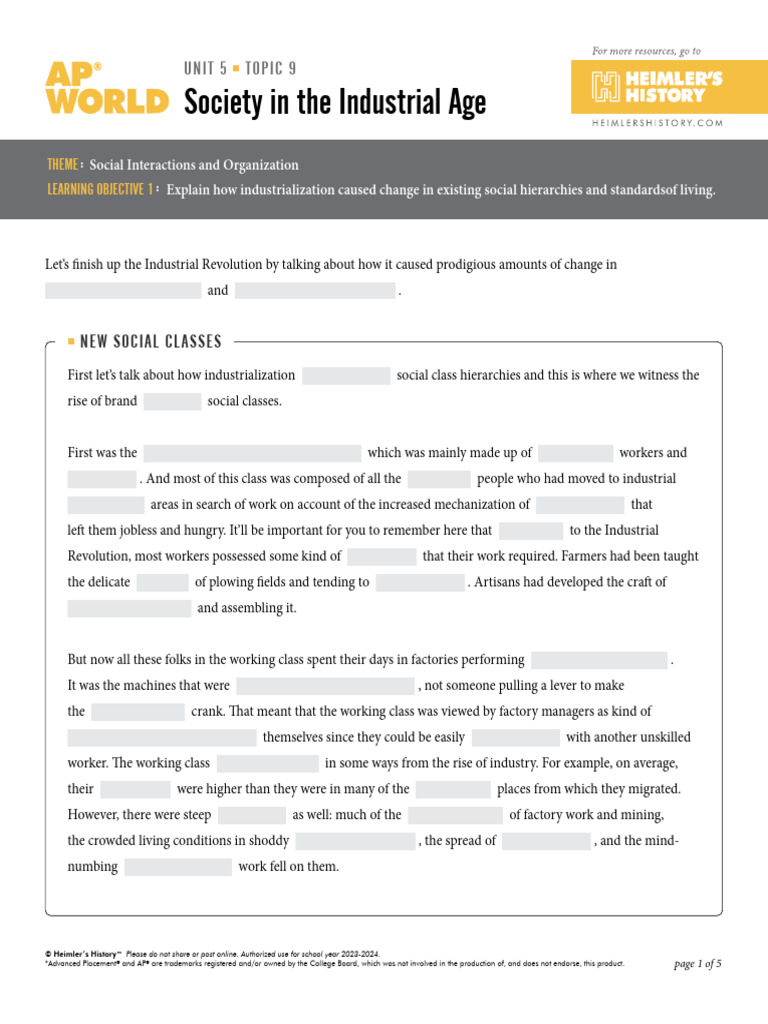 AP World Unit 5 Topic 9 NoteGuide | PDF | Middle Class | Advanced Placement