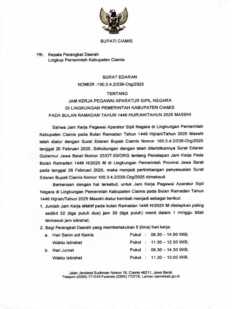 SE JAM KERJA SELAMA RAMADHAN 1446 H-2025 M | PDF