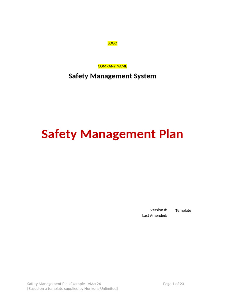 Safety Management Plan Example Vmar24 | PDF | Occupational Safety And ...