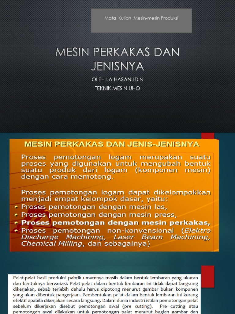 MESIN PERKAKAS DAN JENISNYA - Presentation 2 | PDF