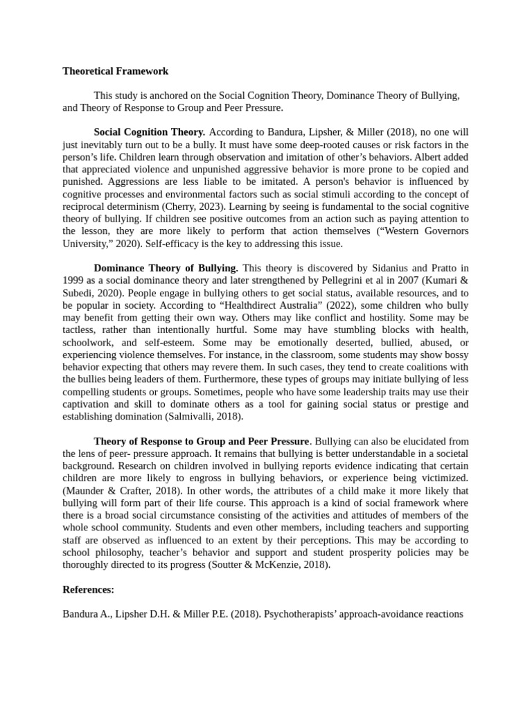 Theoretical Lens - Bullying | PDF | Bullying | Psychology