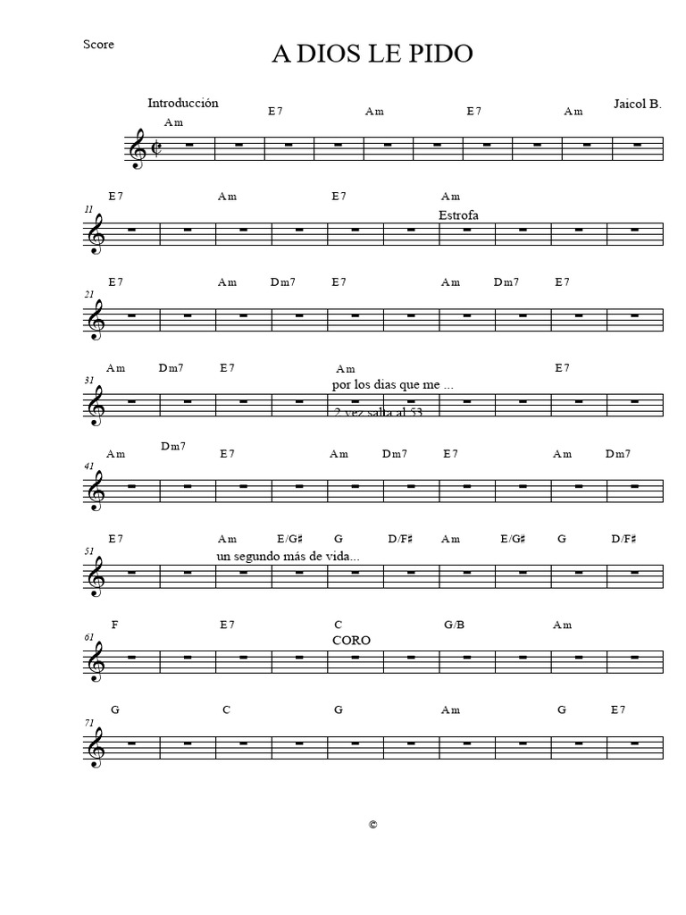 A Dios le Pido: Acordes y Partitura | PDF