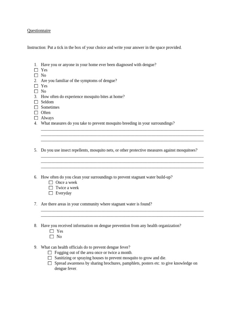 Questionnaire for HSB | PDF