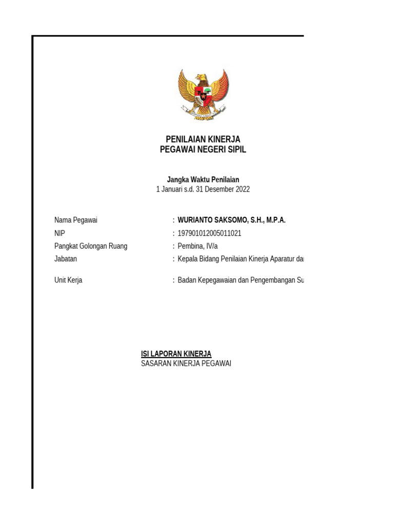 Contoh Penyusunan SKP 2022 | PDF
