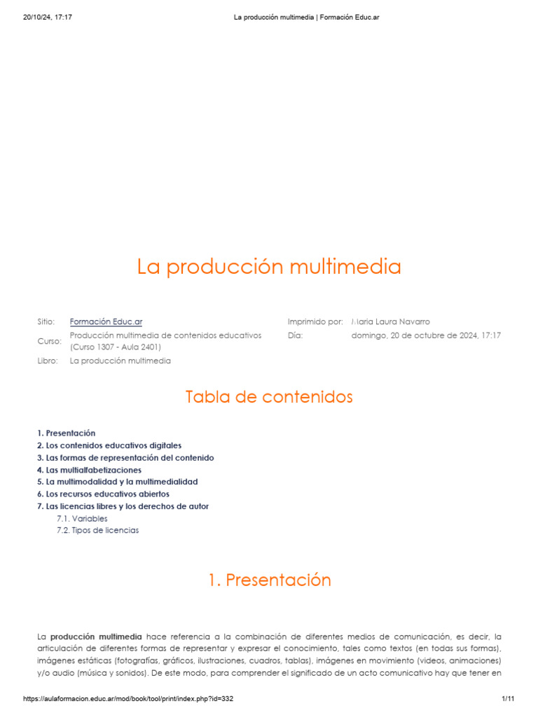 La Producción Multimedia - Formación Educ - Ar | PDF | Multimedia | Enseñando