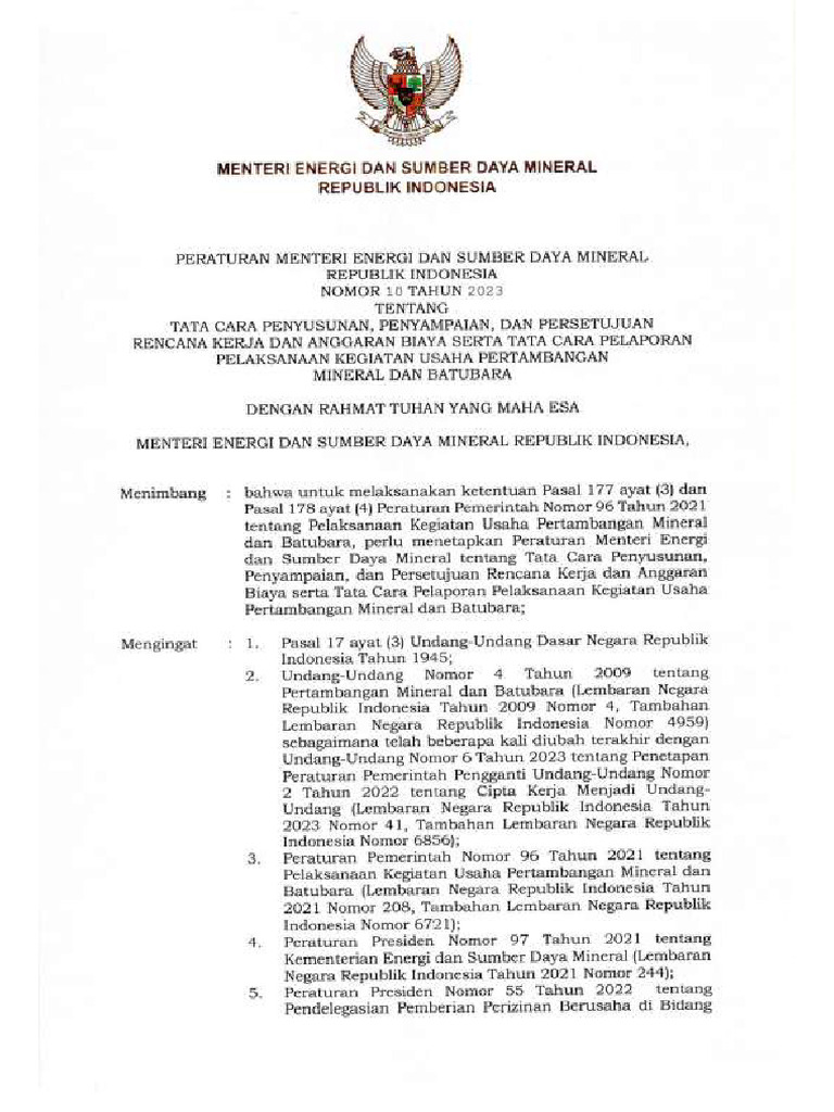 Permen ESDM Nomor 10 Tahun 2023 | PDF