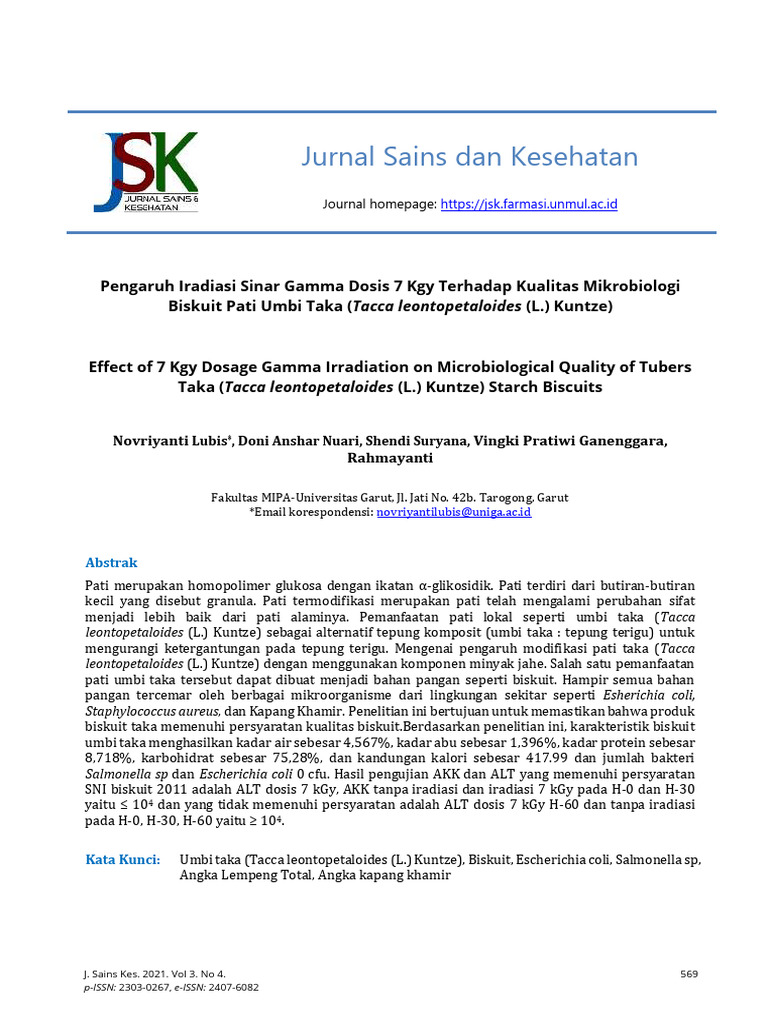Jurnal Sains dan Kesehatan (J. Sains Kes.) JSK Vol. 3 No. 4 (2021) 29 https://jsk.jurnalfamul ...