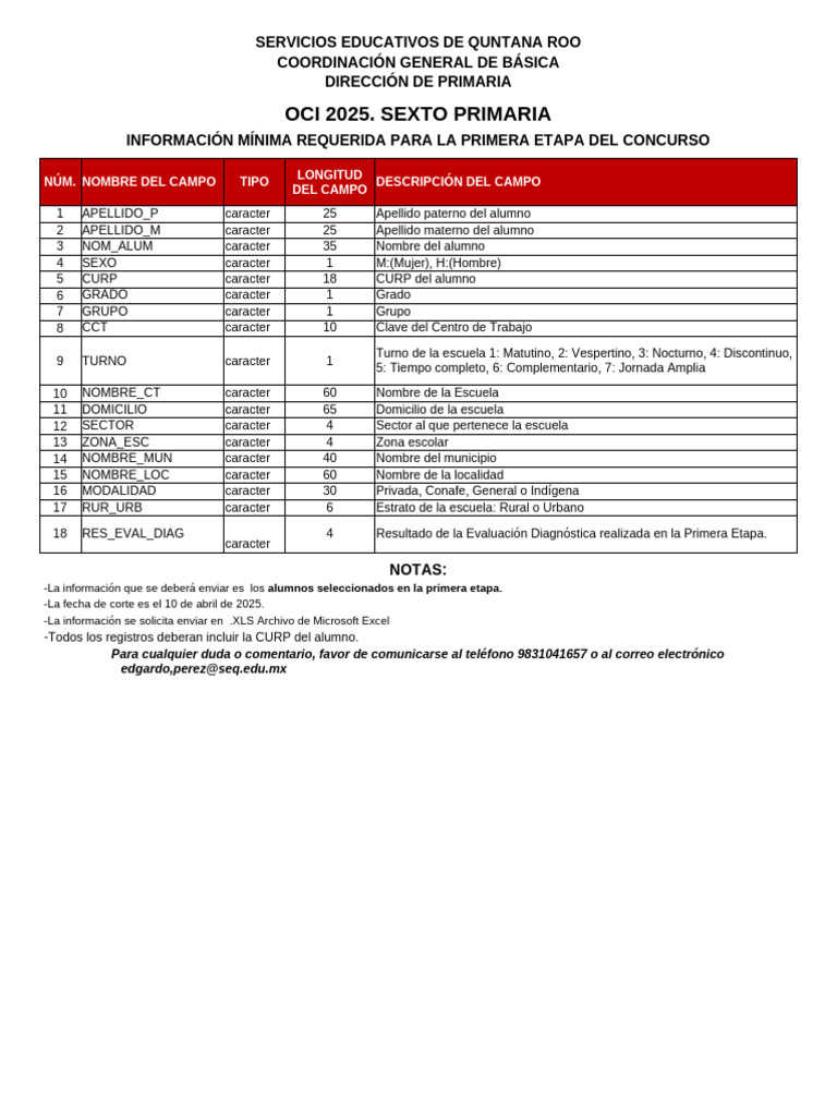 BD Oci 2025 Primera Etapa | PDF