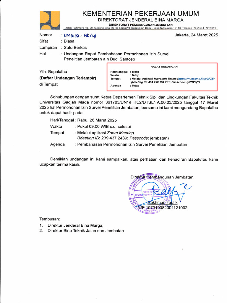 Revisi Surat Undangan Izin Survey Penelitian Cap (1) | PDF