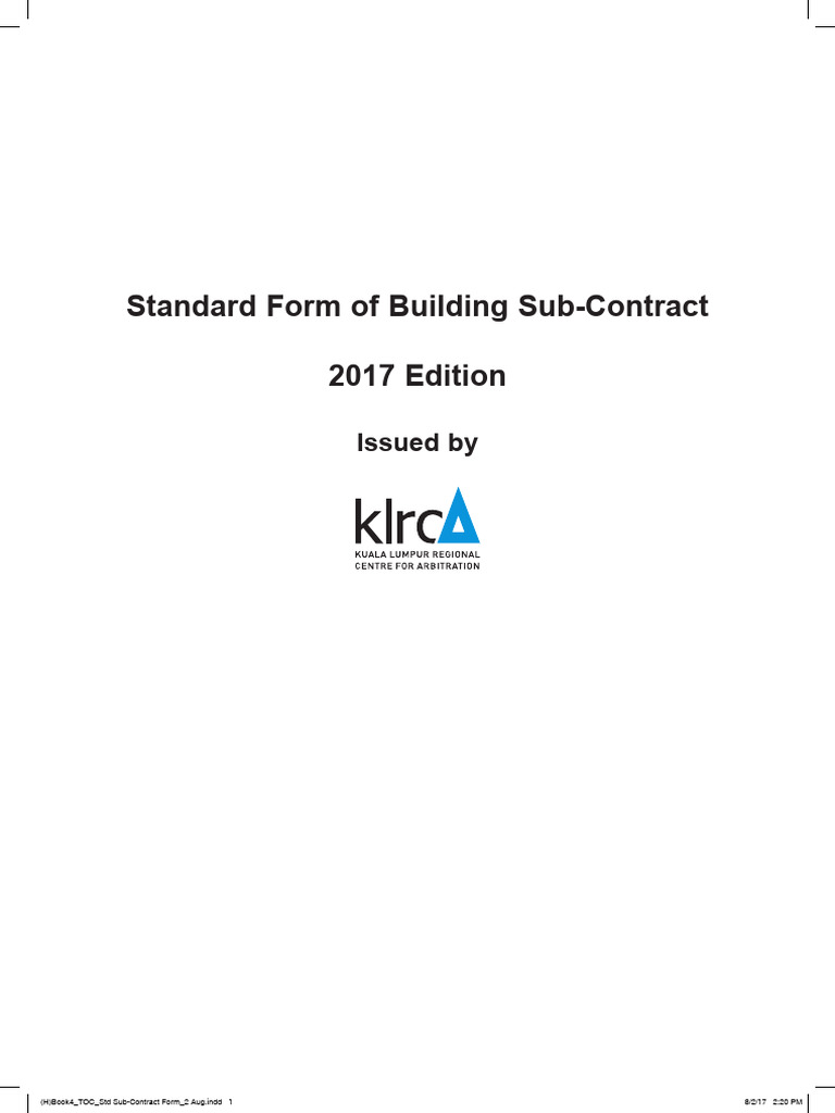 SFC Sub-contract 2017 | PDF | Indemnity | Insurance