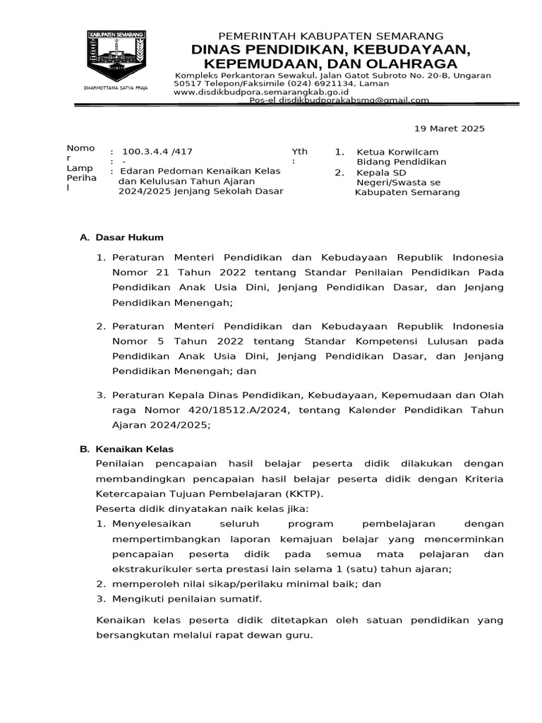 Se Kenaikan Kelulusan Dan Sumatif SD 2025 | PDF