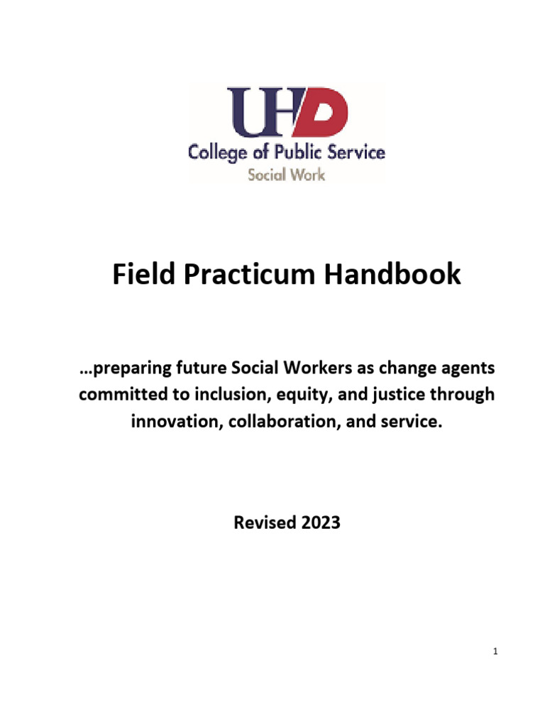 Field Practicum Handbook Revised 2023 | PDF | Social Work | Policy
